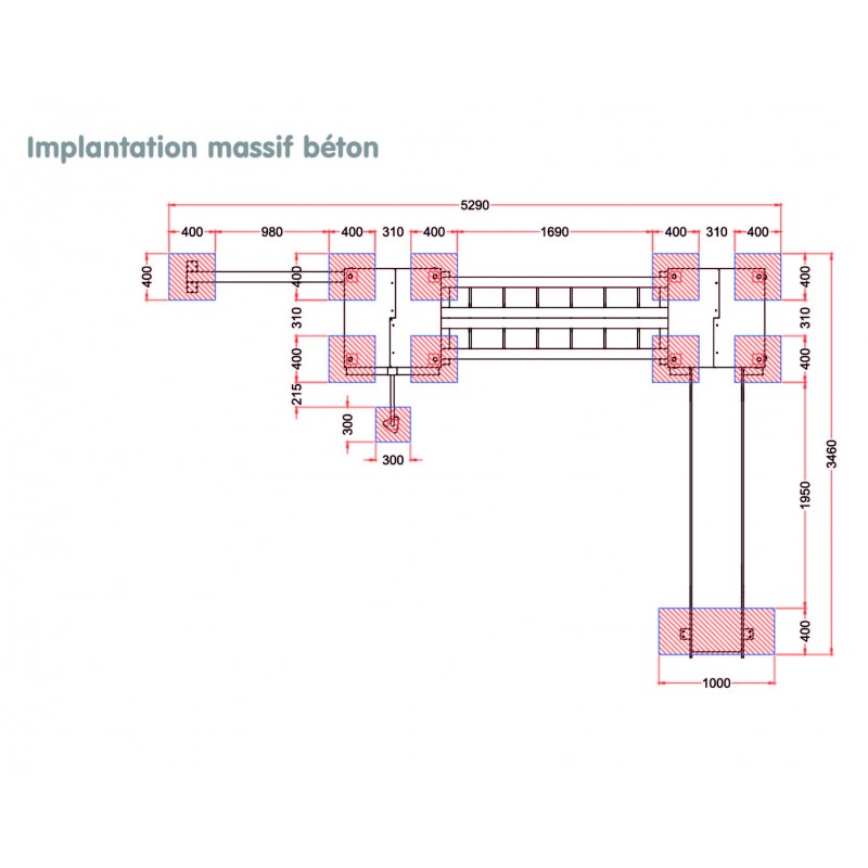 STRUCTURE 2 TOURS avec Toboggan et Filet